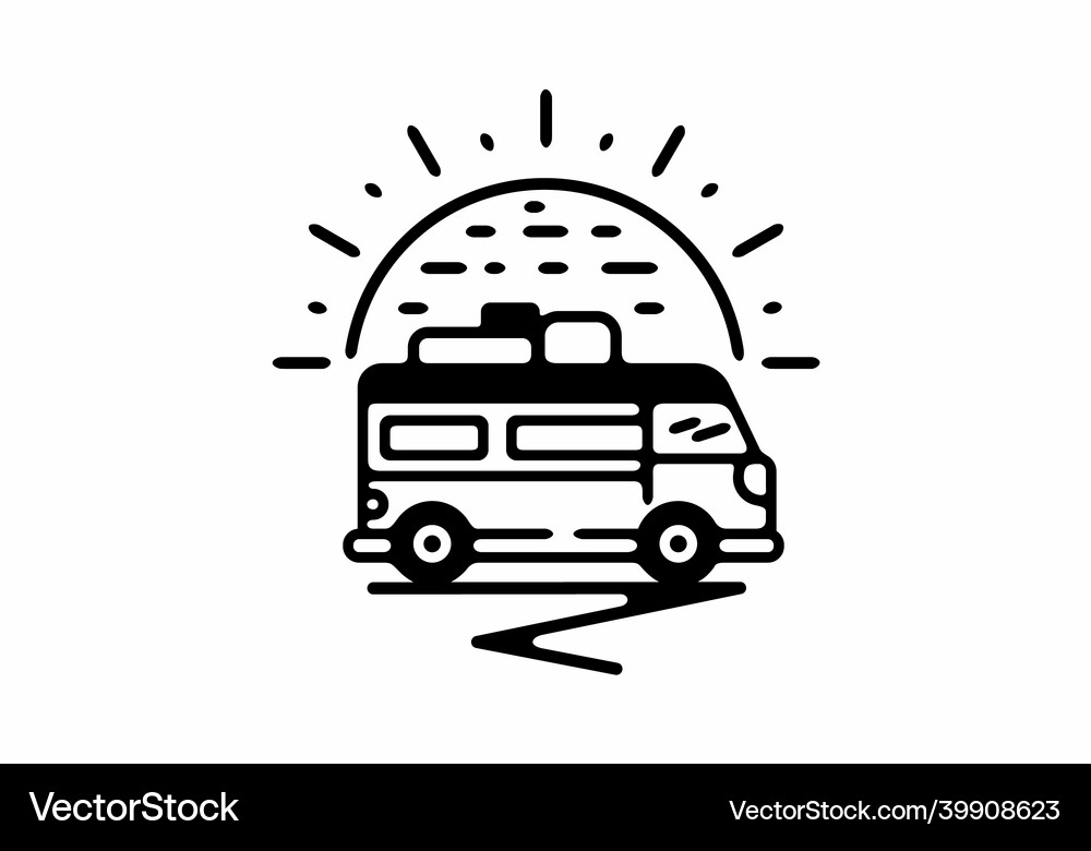 Line art of camper van Royalty Free Vector Image