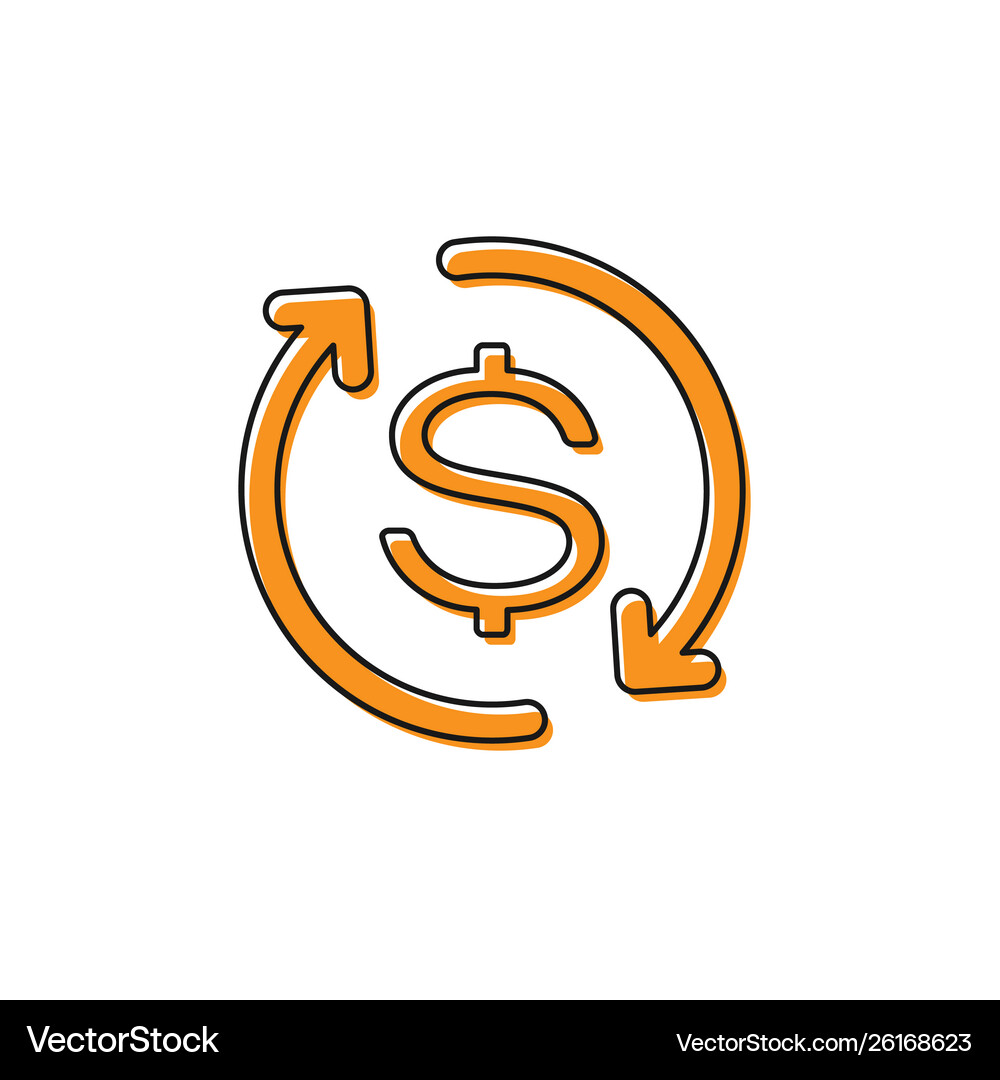 Orange return investment icon isolated Royalty Free Vector