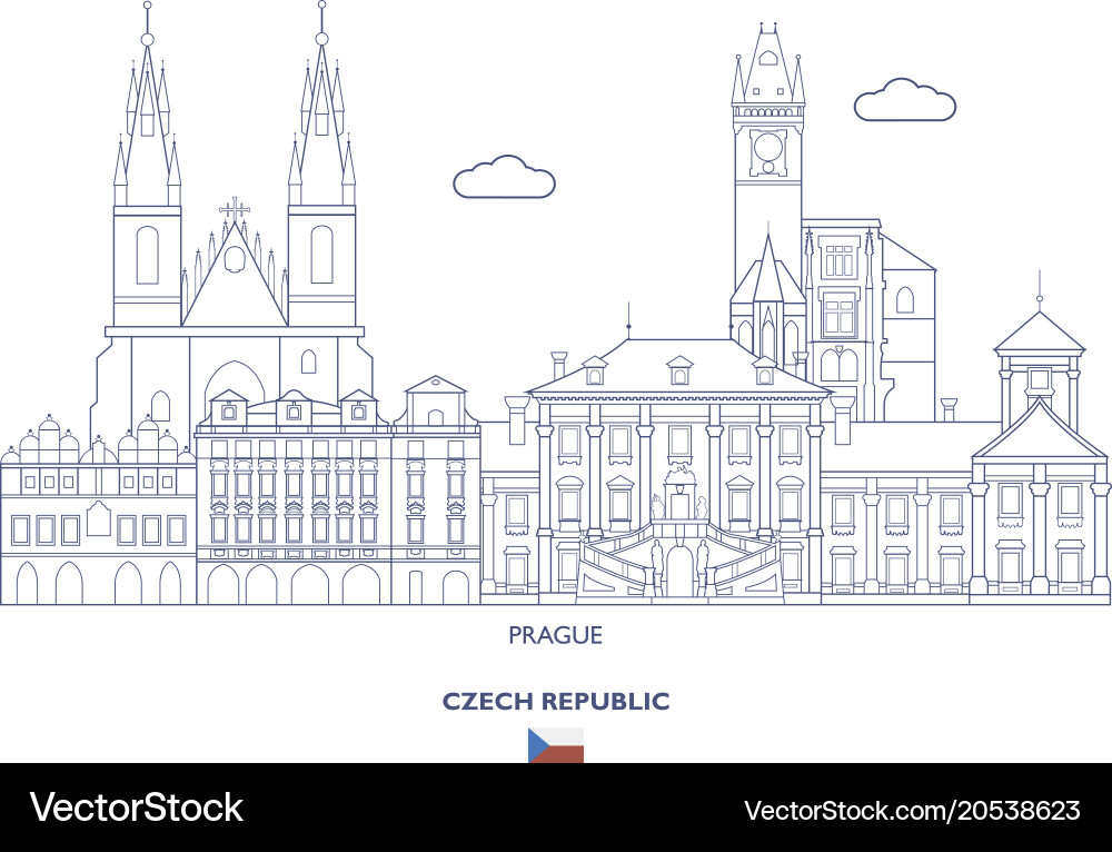 Prague city skyline Royalty Free Vector Image - VectorStock