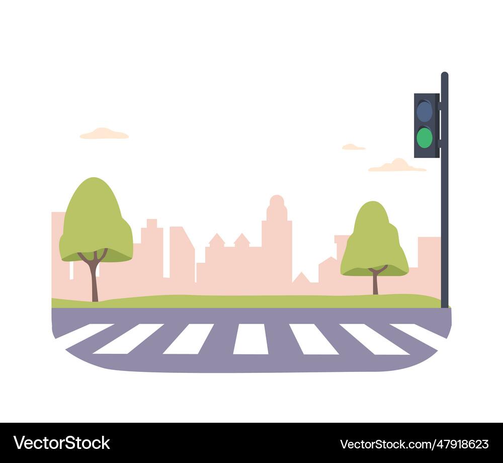 Road zebra with traffic lights pedestrian Vector Image