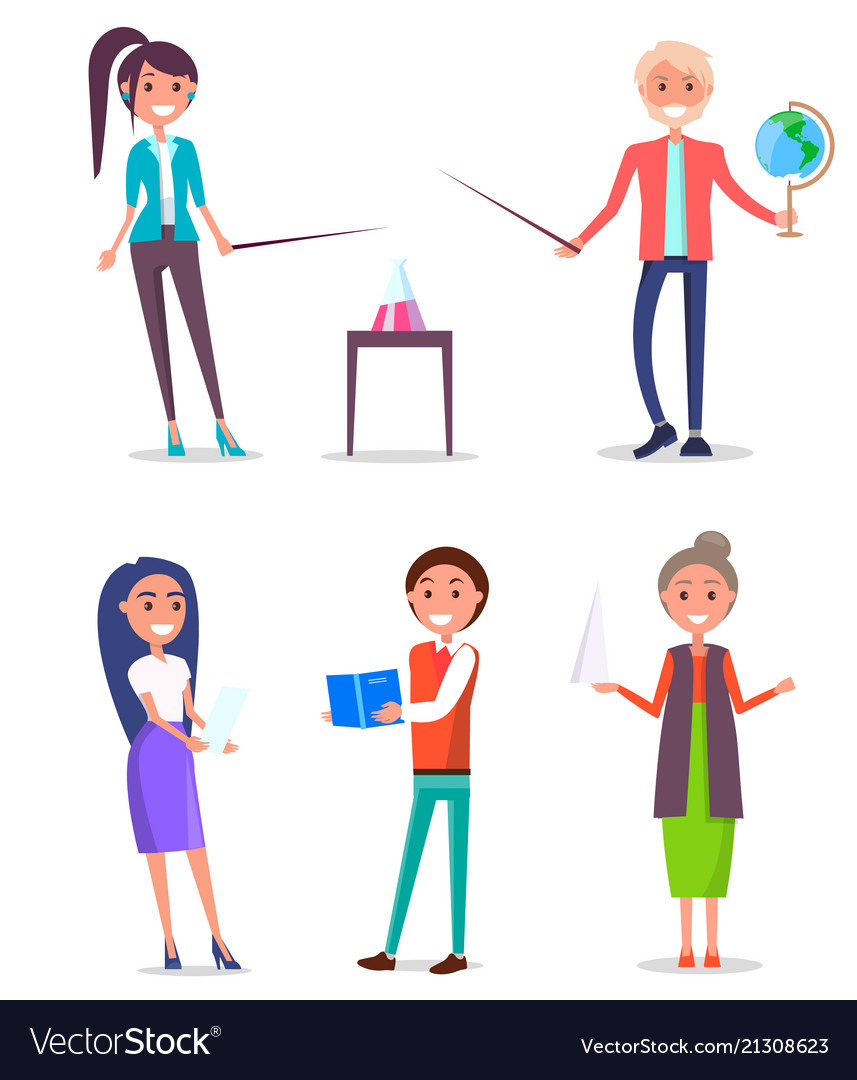 Set of isolated teachers characters image Vector Image