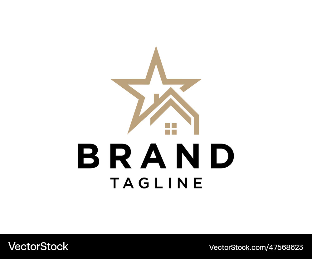 Star and house combination real estate Royalty Free Vector