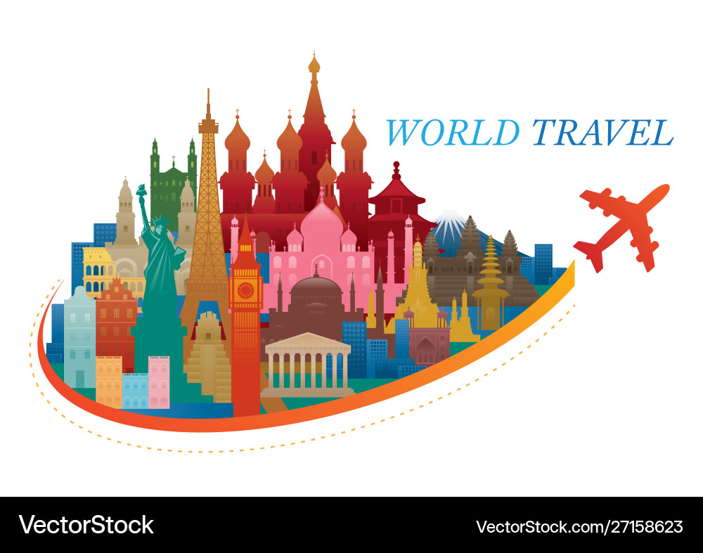 World travel and landmarks concept Royalty Free Vector Image