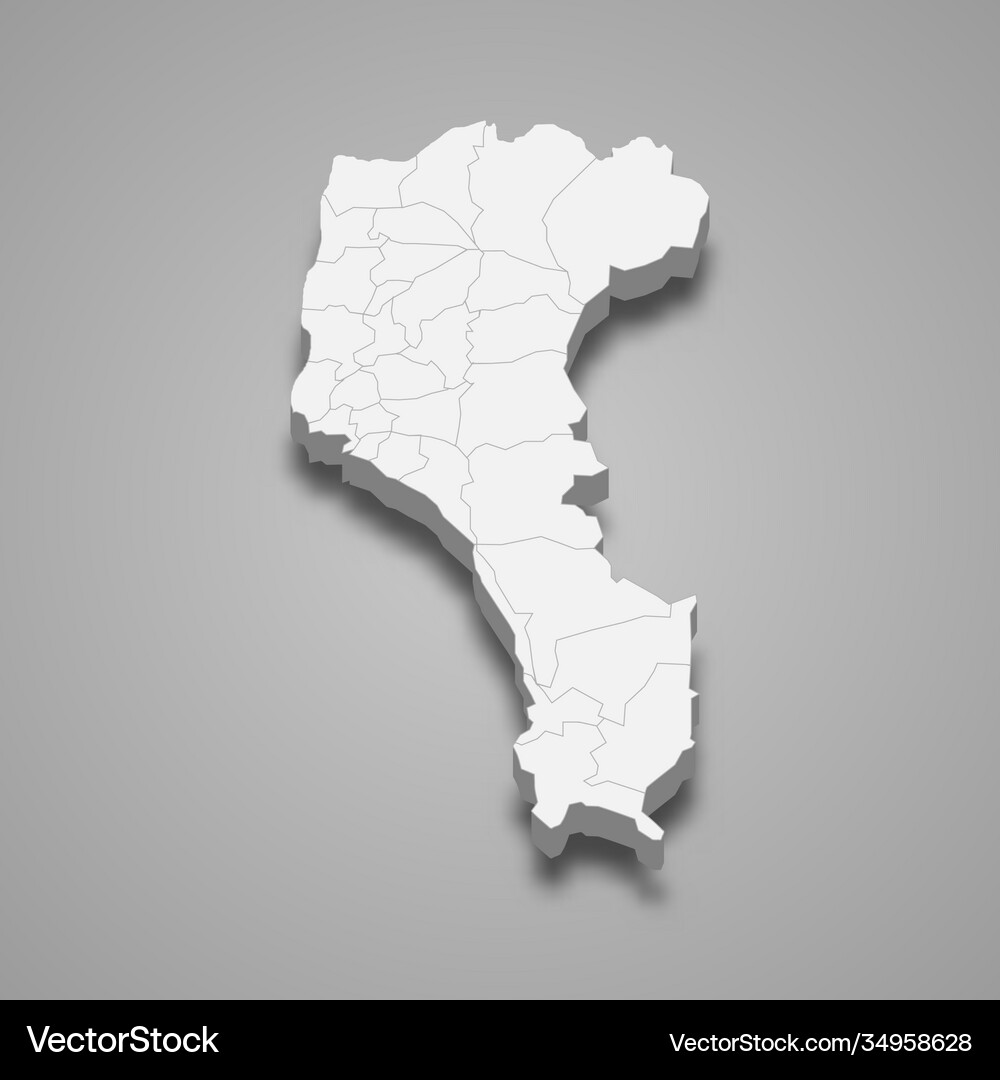 3d isometric map pingtung county is a region Vector Image