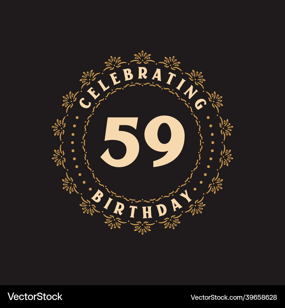 59 birthday celebration greetings card for Vector Image