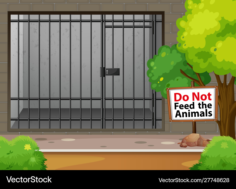 Big cage for animal at zoo Royalty Free Vector Image