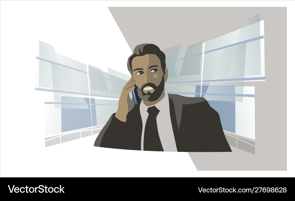 Business man writes message on smartphone style Vector Image