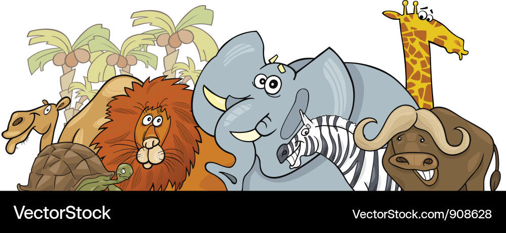 Cartoon african safari animals Royalty Free Vector Image