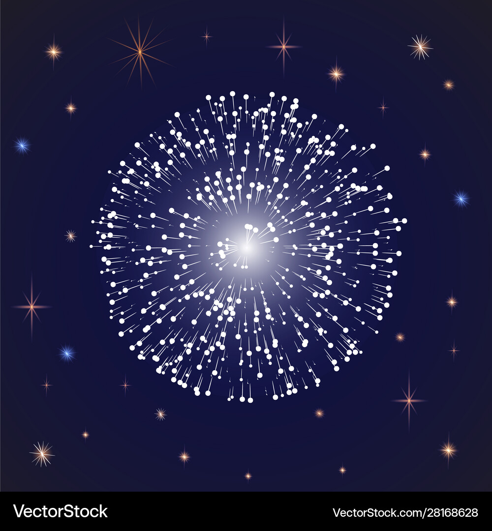 Firework at night sky with stars holiday decor Vector Image