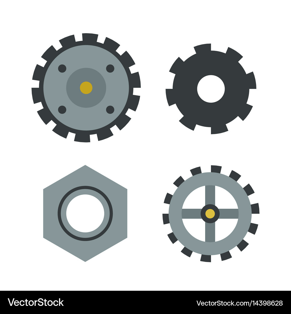 Gear icons isolated mechanics Royalty Free Vector Image