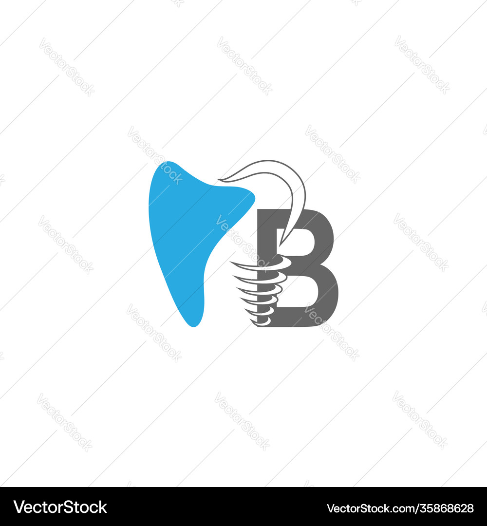 Letter b logo icon with dental design Royalty Free Vector