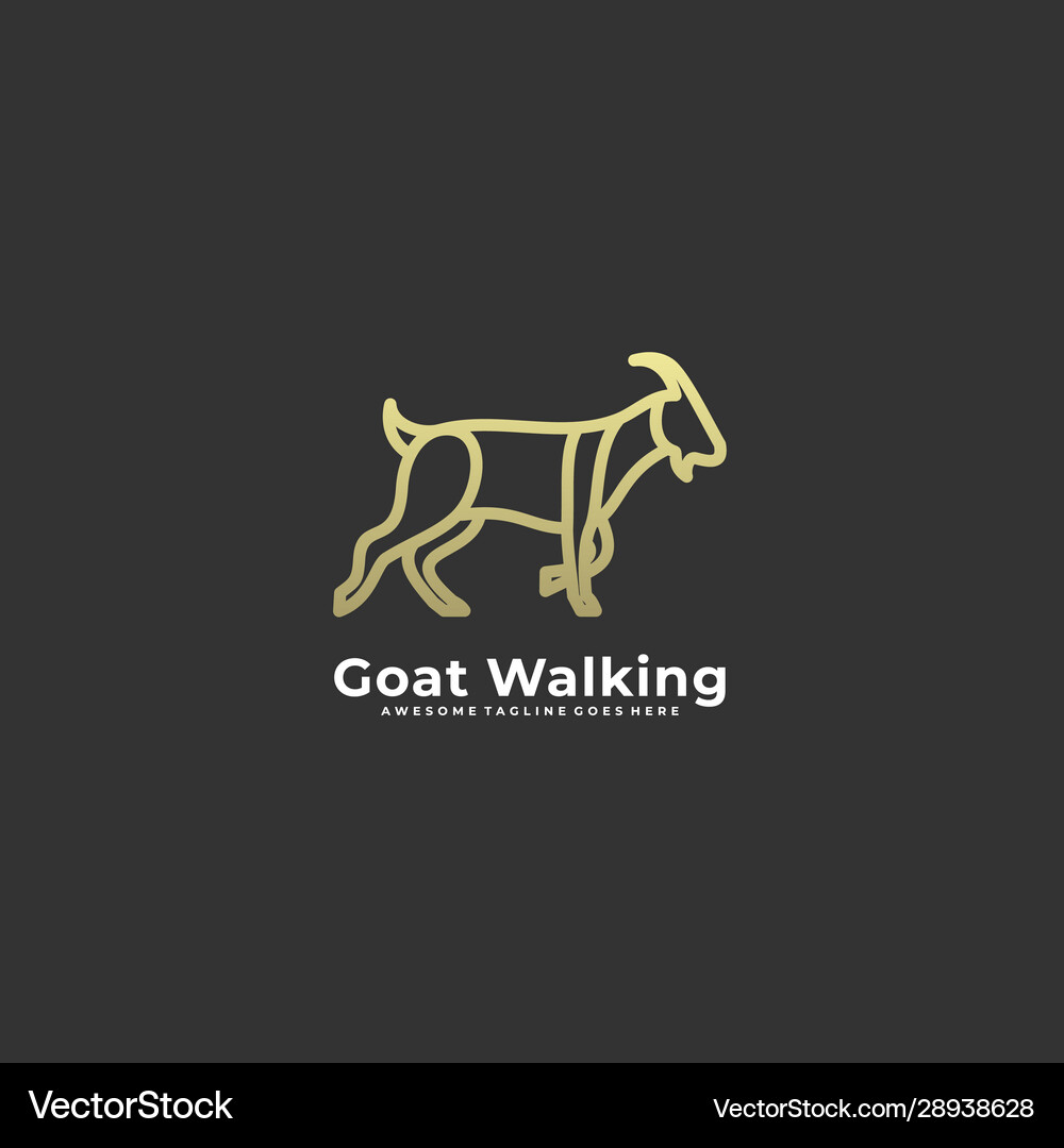 Logo goat walking line art Royalty Free Vector Image