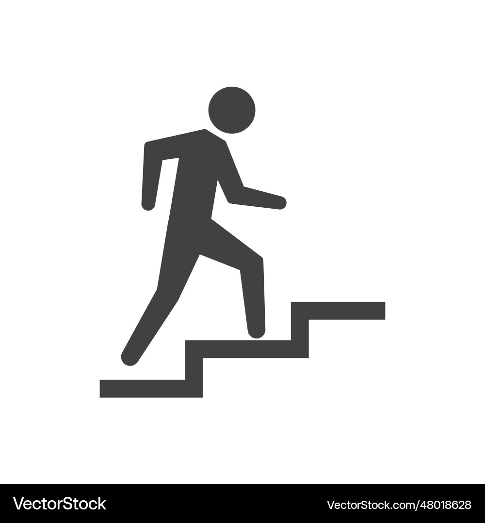 Man climbing stairs icon simple silhouette flat Vector Image