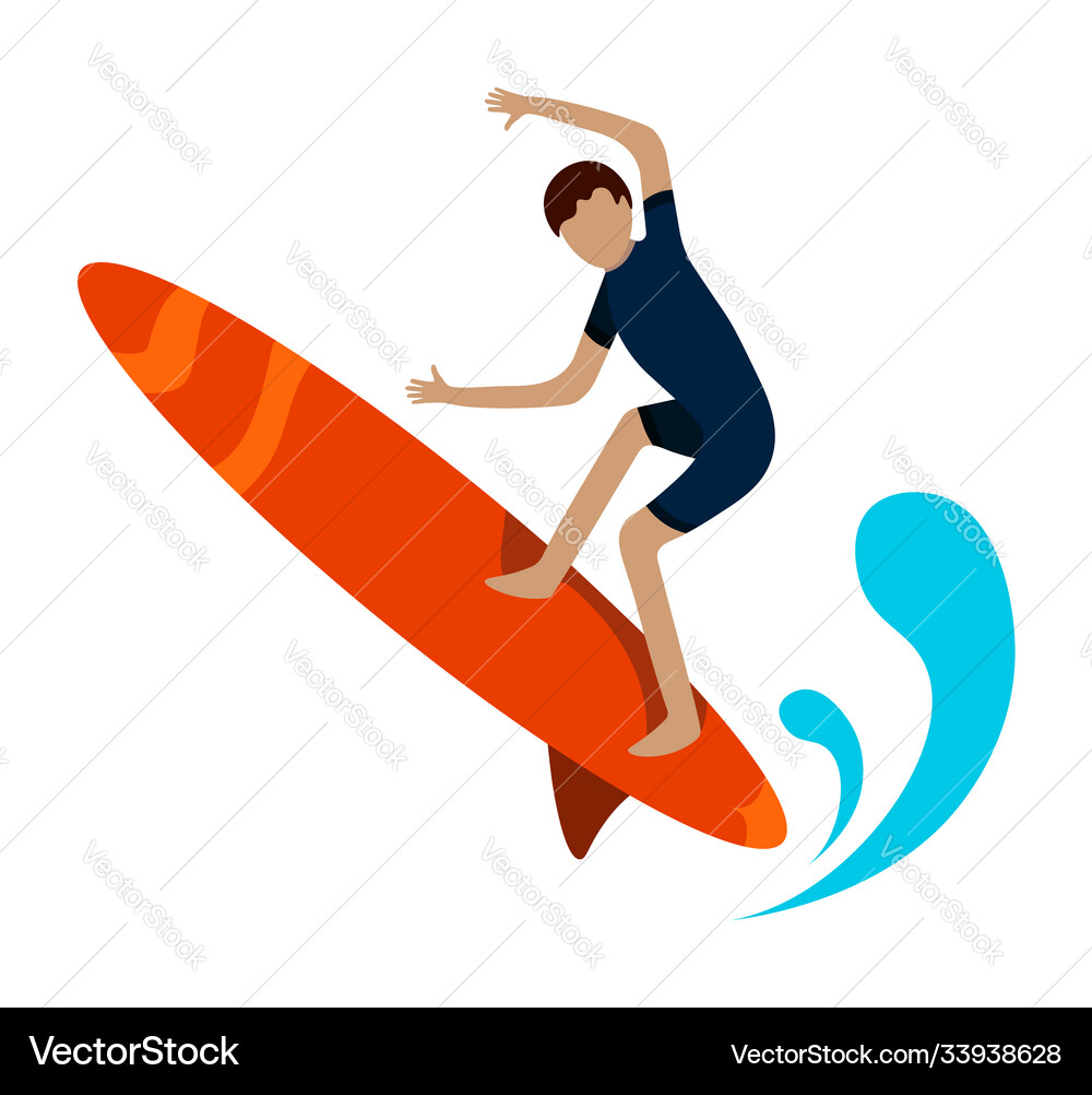 Man riding on waves on a surfboard summer Vector Image