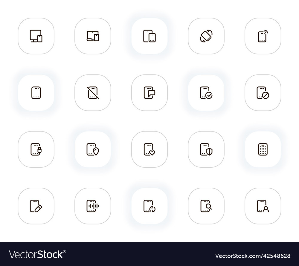 Mobile devices line icons set editable stroke Vector Image