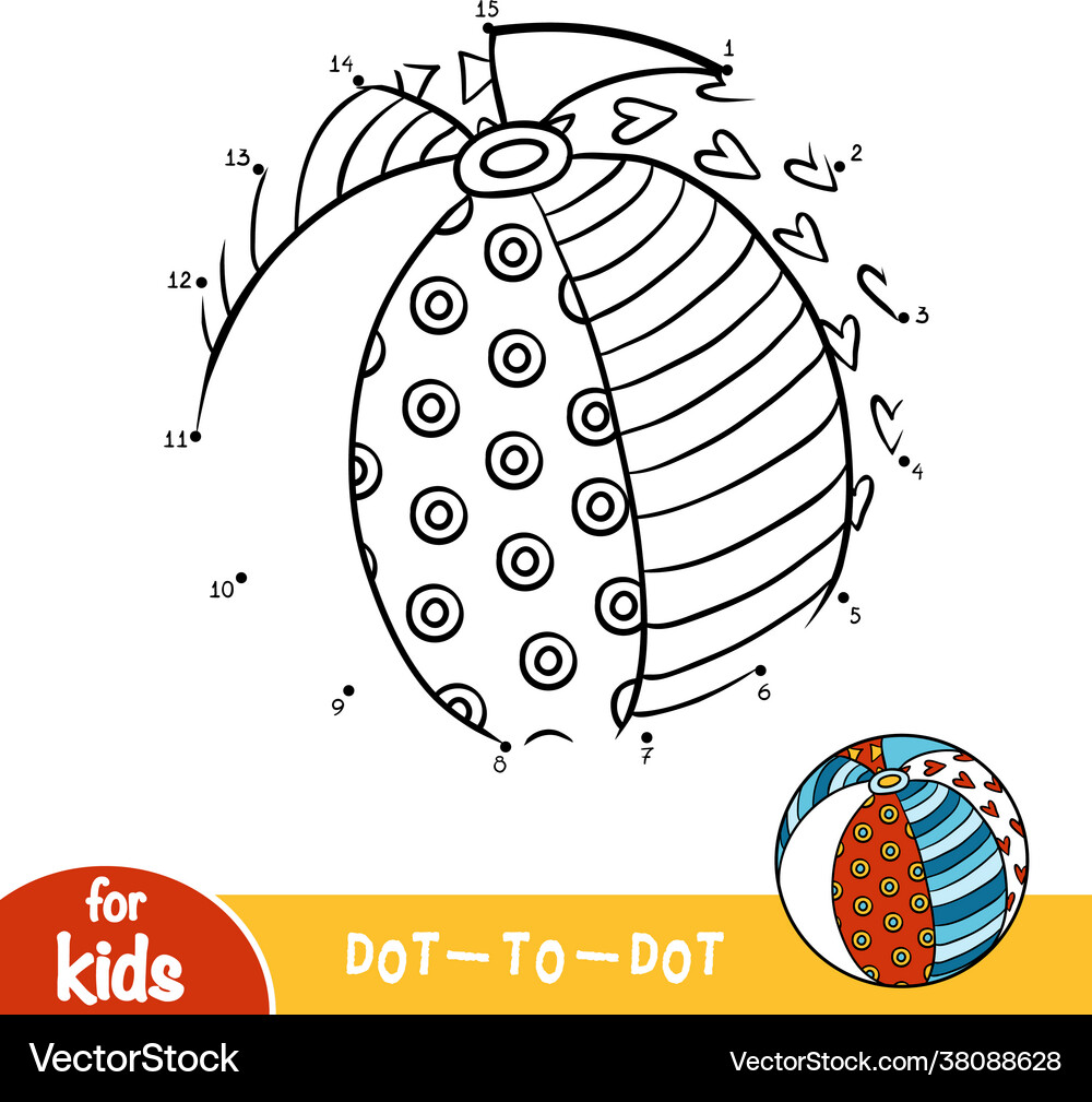 Numbers game education dot to beach ball Vector Image