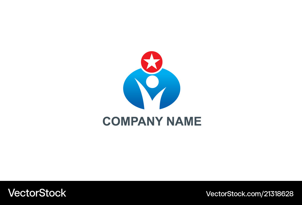 People leader happy winner logo Royalty Free Vector Image