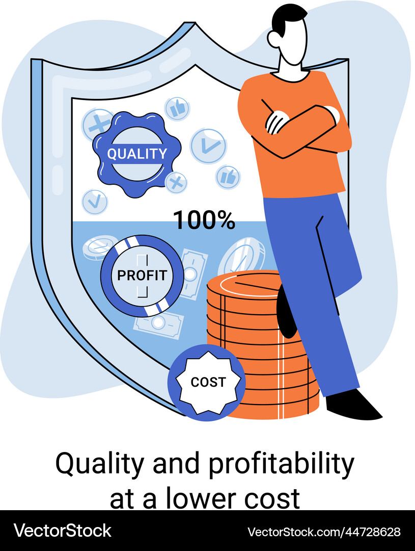 Quality and profitability at lower cost Royalty Free Vector