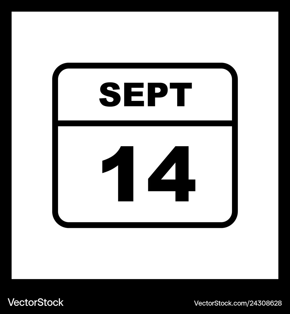 September 14th date on a single day calendar Vector Image