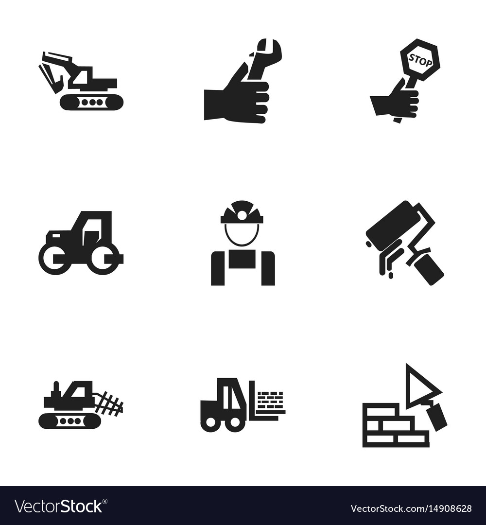Set 9 editable structure icons includes Royalty Free Vector