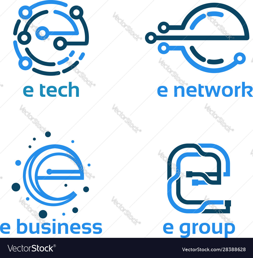 Set e initial technology logo designs template Vector Image