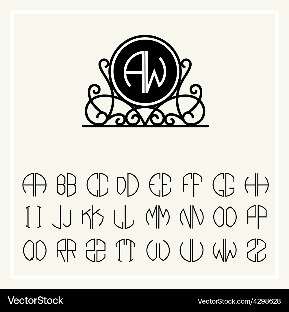 Set template to create monograms of two letters Vector Image
