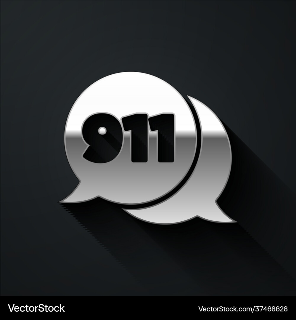 Silver telephone with emergency call 911 icon Vector Image