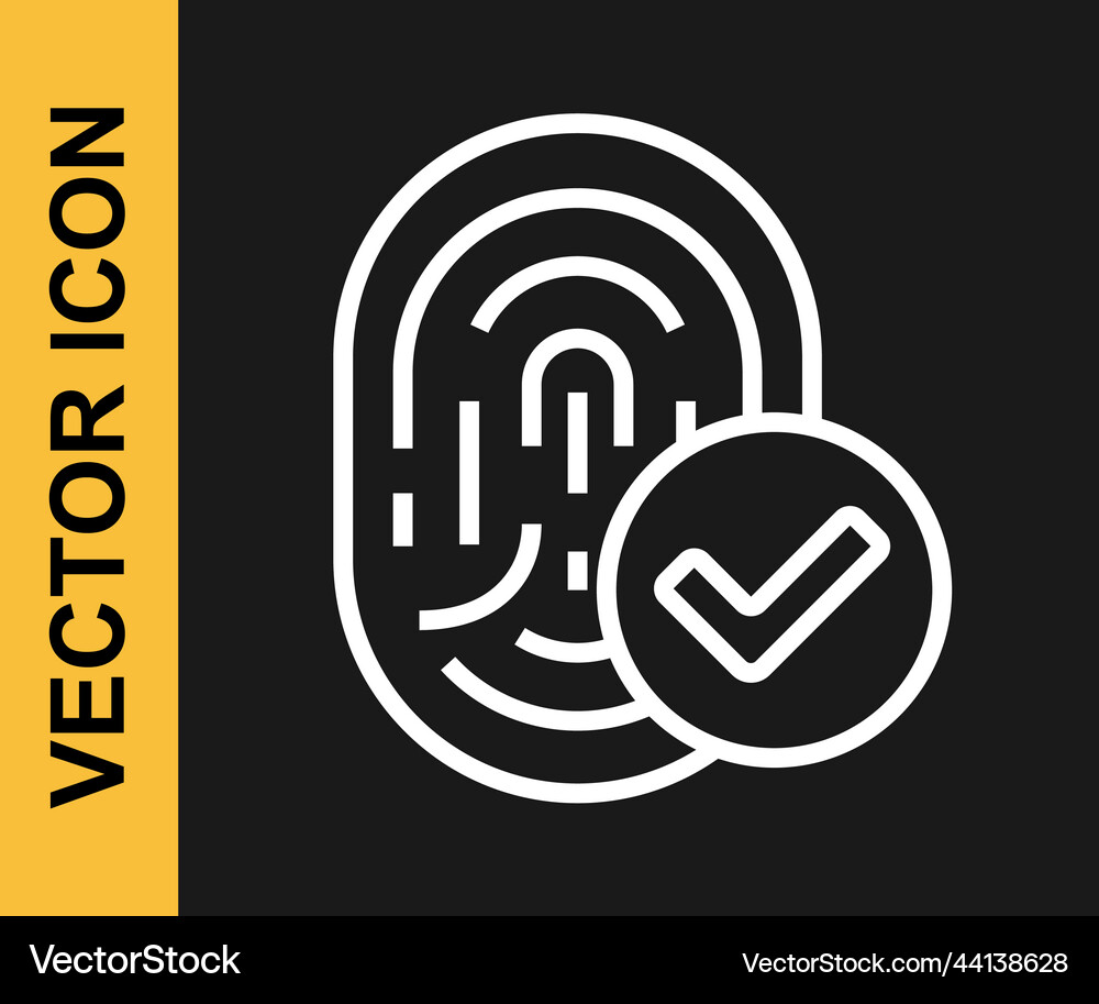 White line fingerprint icon isolated on black Vector Image