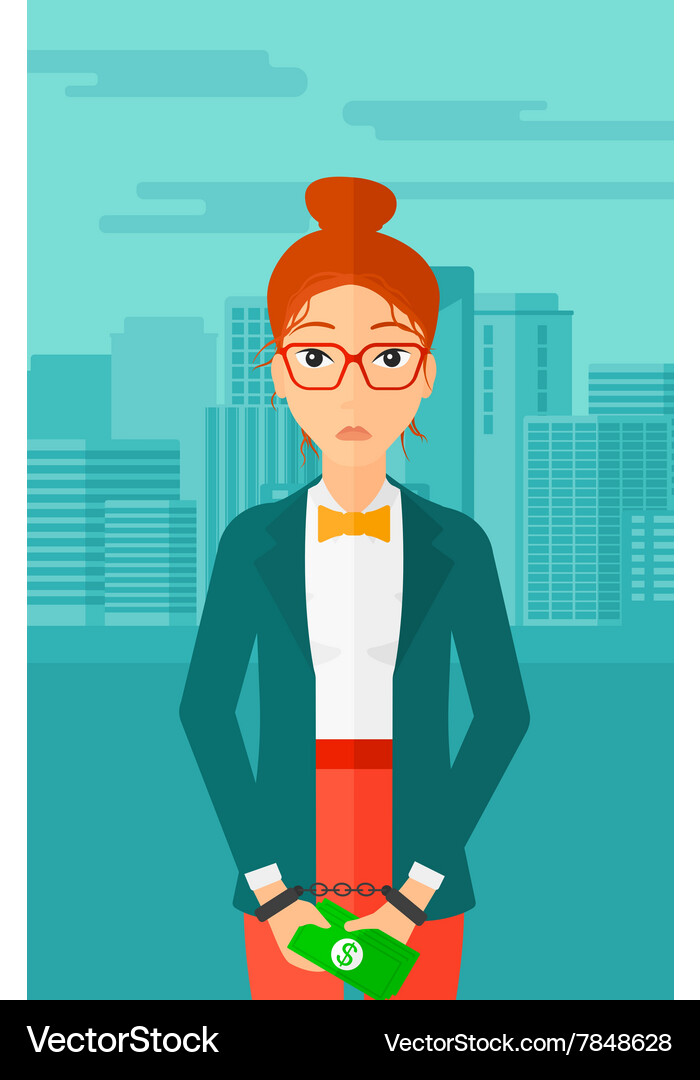 Woman handcuffed for crime Royalty Free Vector Image