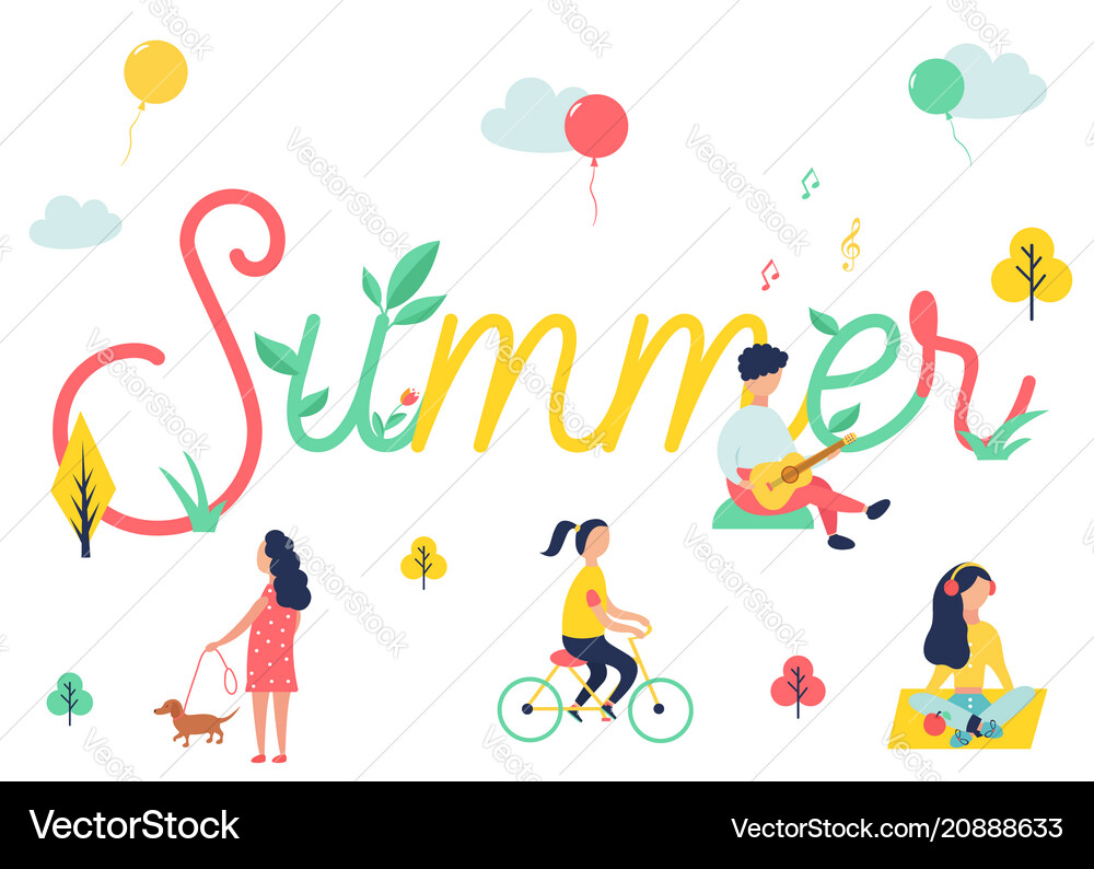 Banner with people having fun at park Royalty Free Vector