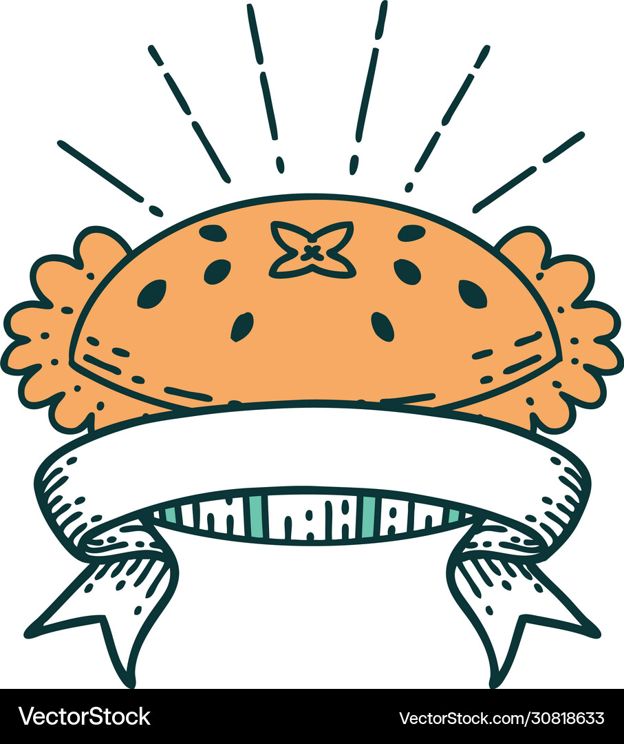 Banner with tattoo style amazing pie Royalty Free Vector