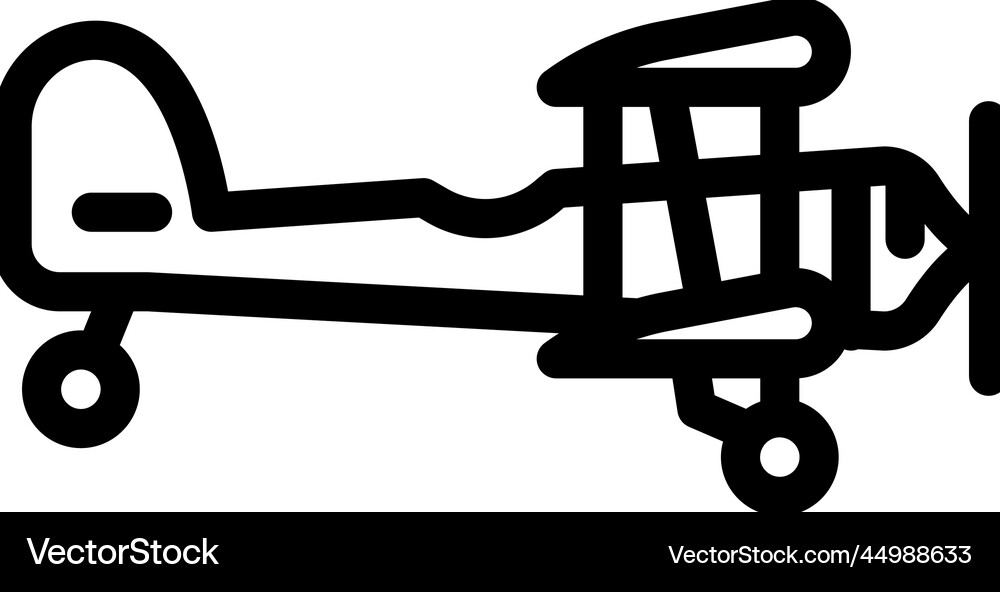 Biplane airplane aircraft line icon Royalty Free Vector