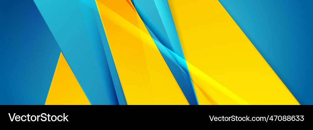 Bright yellow and blue glossy stripes abstract Vector Image