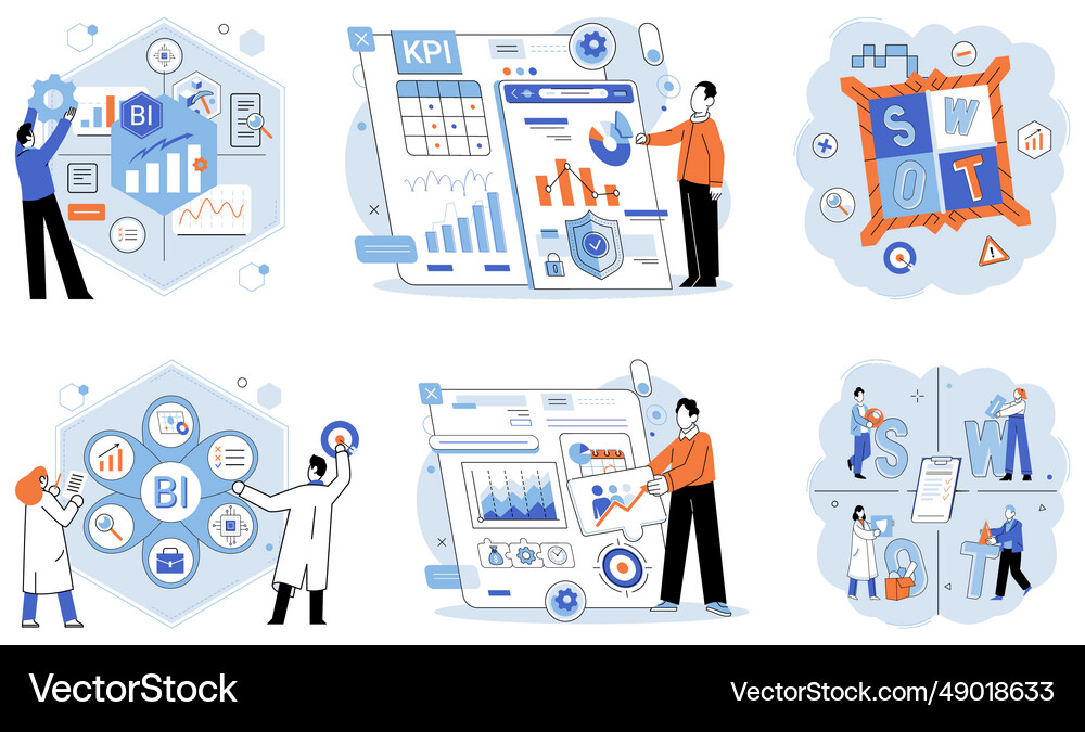 Business strategy strategies set Royalty Free Vector Image
