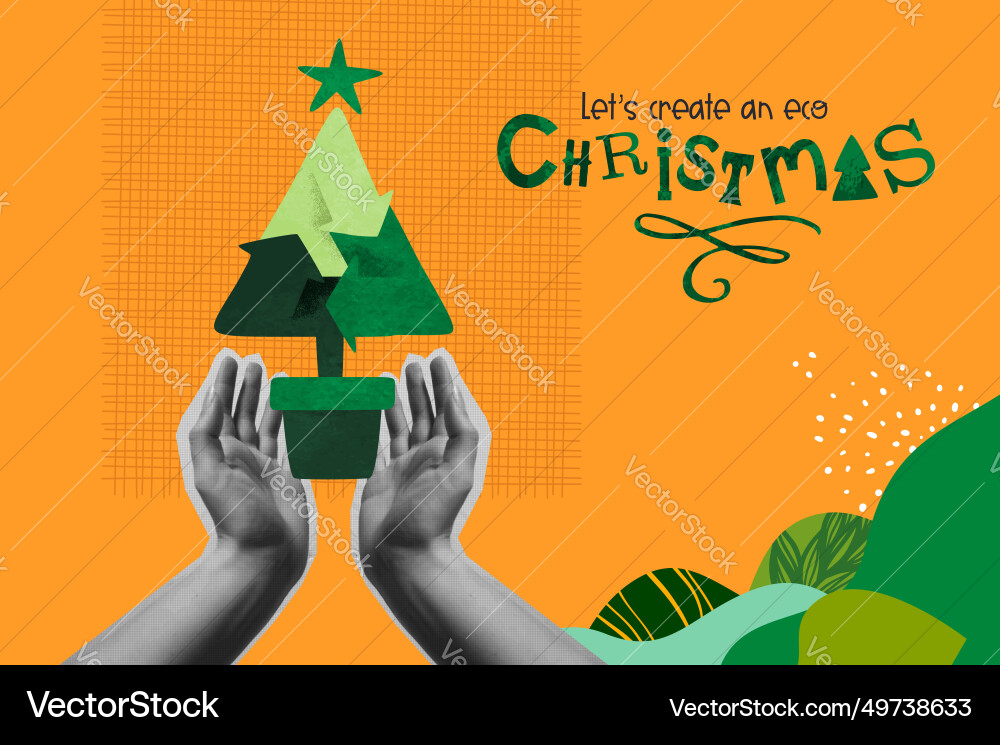 Christmas pine tree recycle symbol concept retro Vector Image