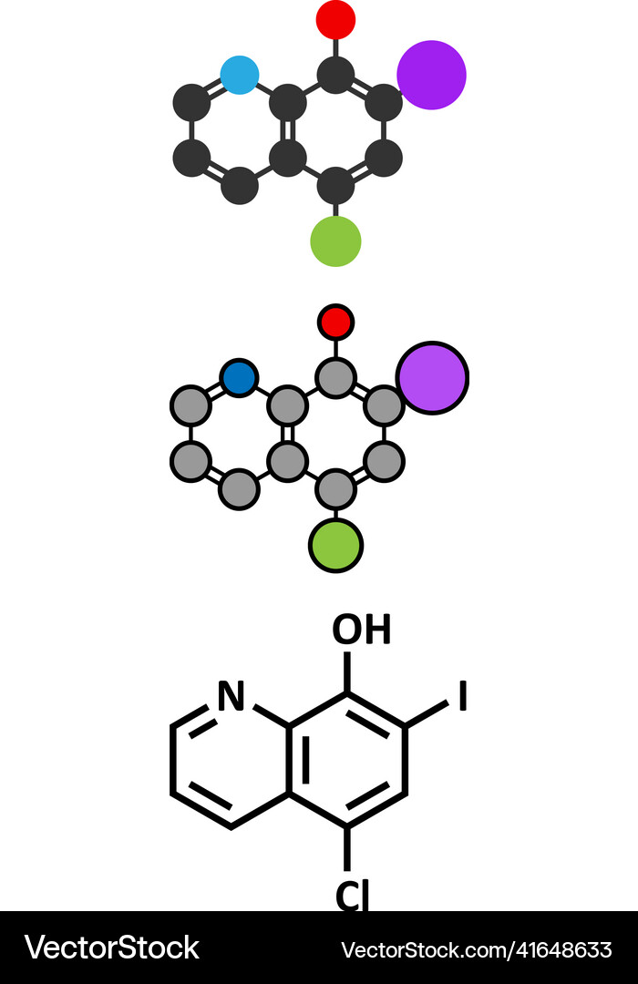 Clioquinol iodochlorhydroxyquin antifungal Vector Image