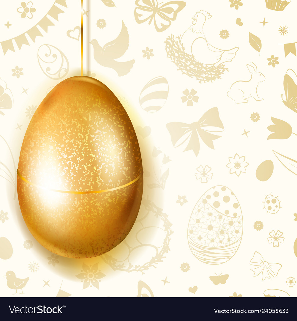 Hanging golden easter egg Royalty Free Vector Image