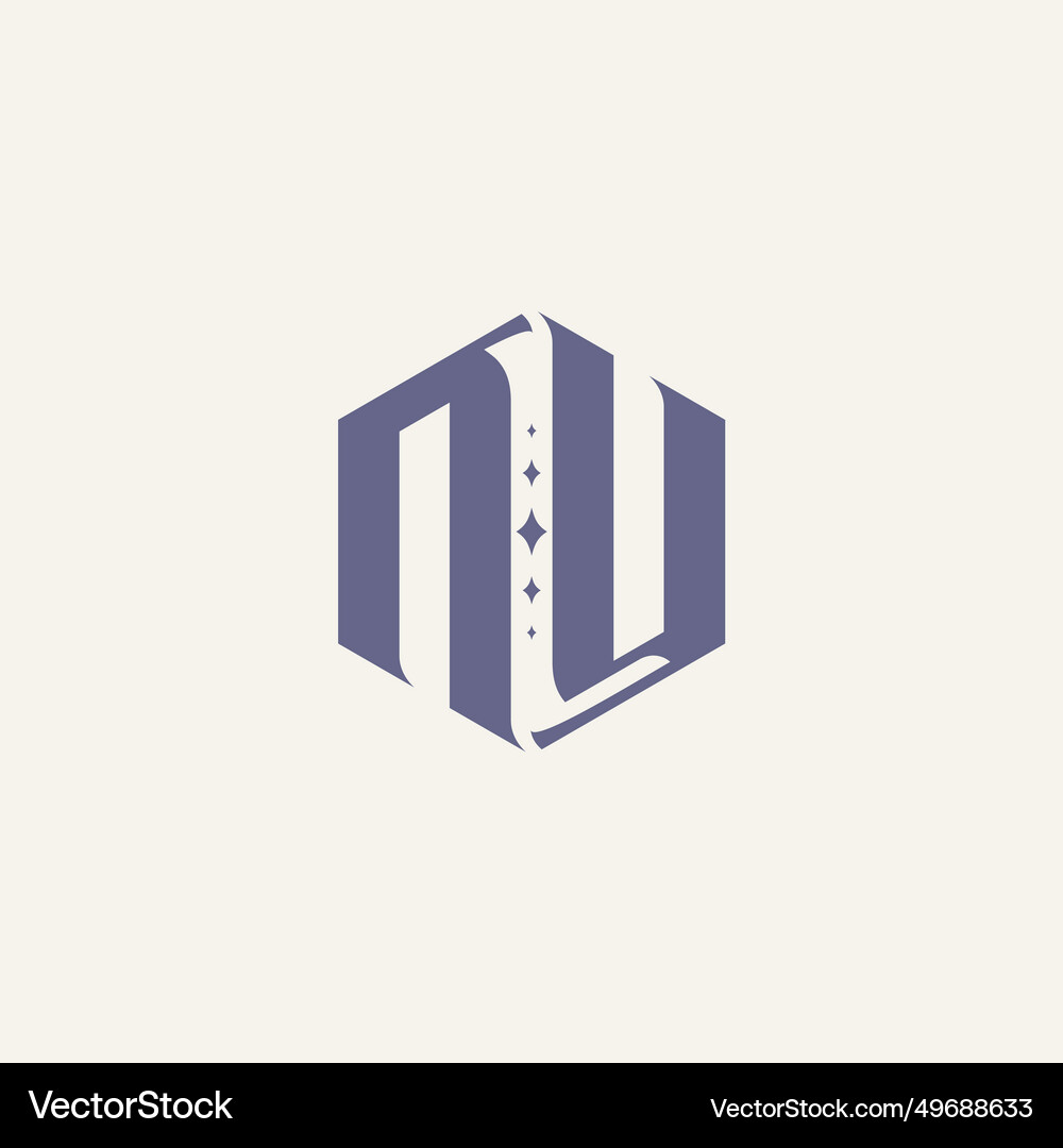 Hexagonal typography ny initial letter purple Vector Image