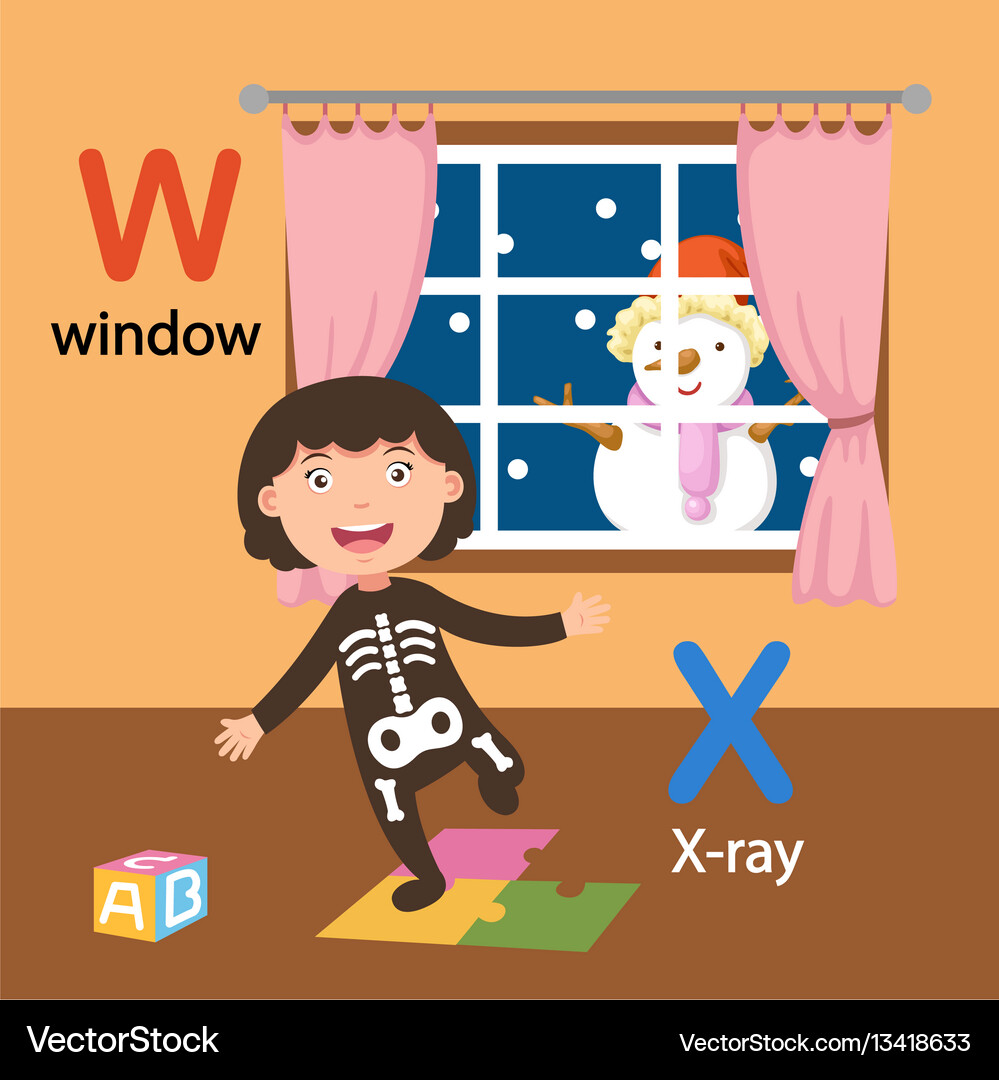 Isolated alphabet letter w-window x-x-ray Vector Image