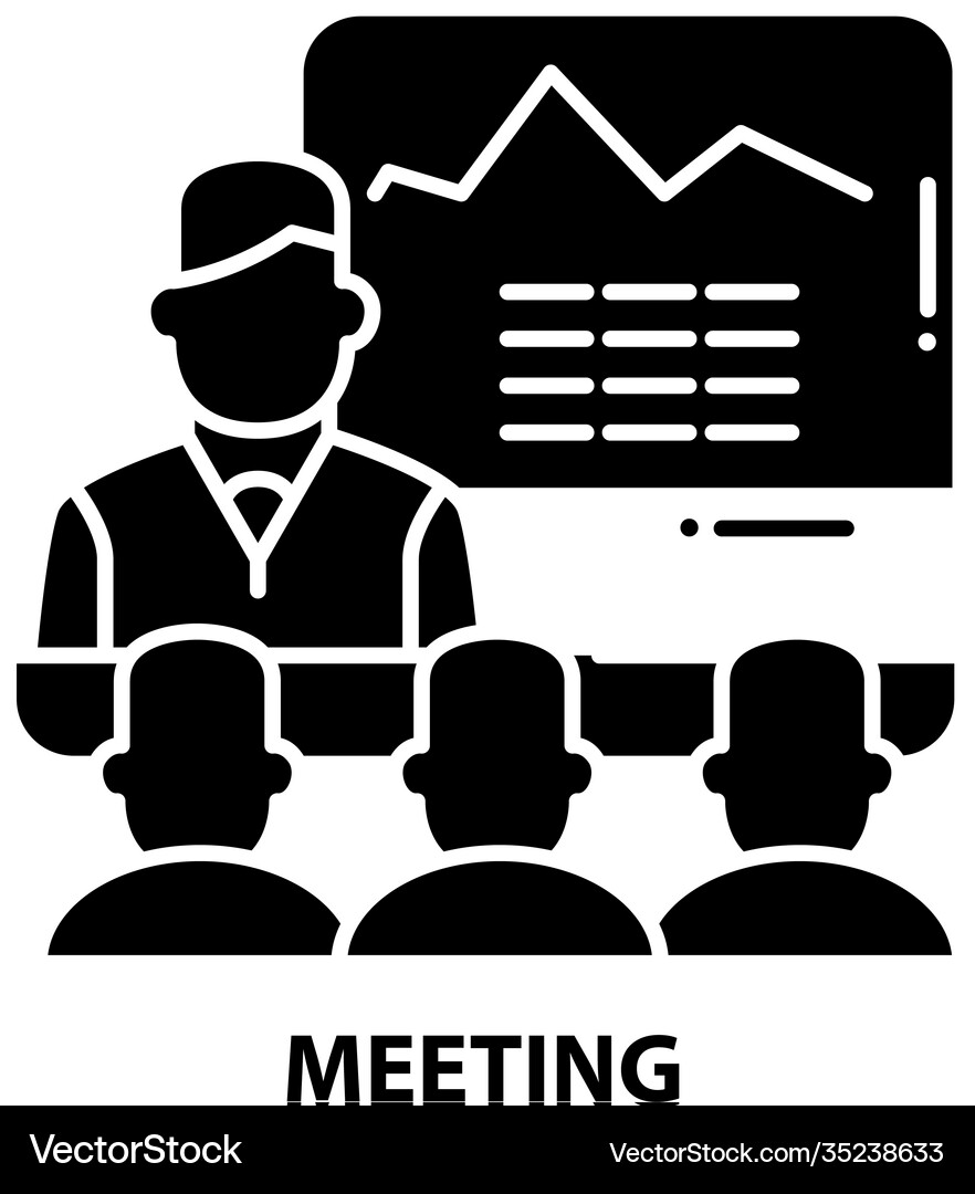 Meeting symbol icon black sign Royalty Free Vector Image