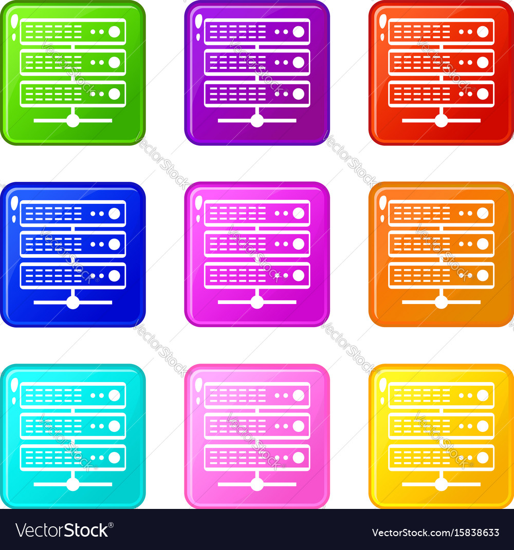 Servers icons 9 set Royalty Free Vector Image - VectorStock