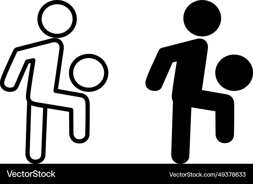 Soccer icon of a player playing Royalty Free Vector Image