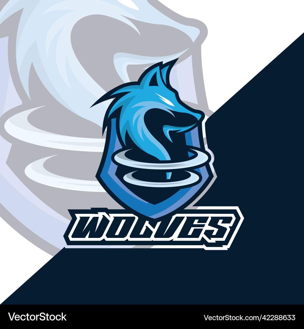 Wolf esport gaming logo wolves mascot Royalty Free Vector