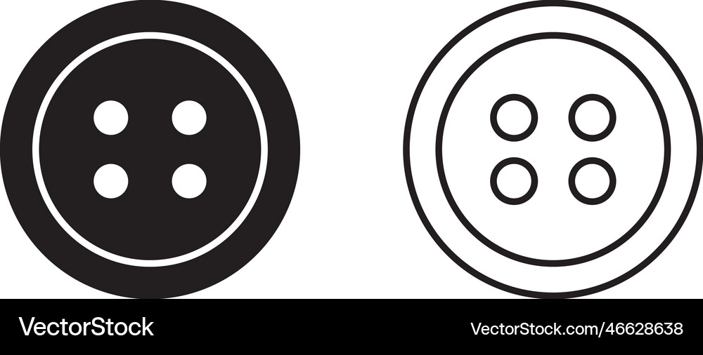 Cloth button with thread black and white Vector Image