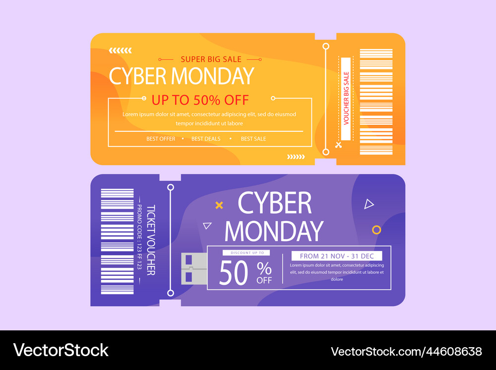 Cyber monday voucher or coupon design template Vector Image