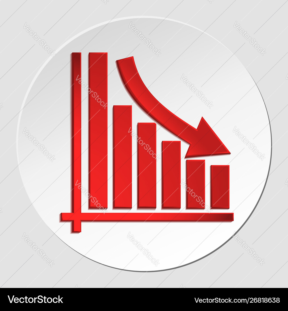 Declining business arrow on diagram growth Vector Image