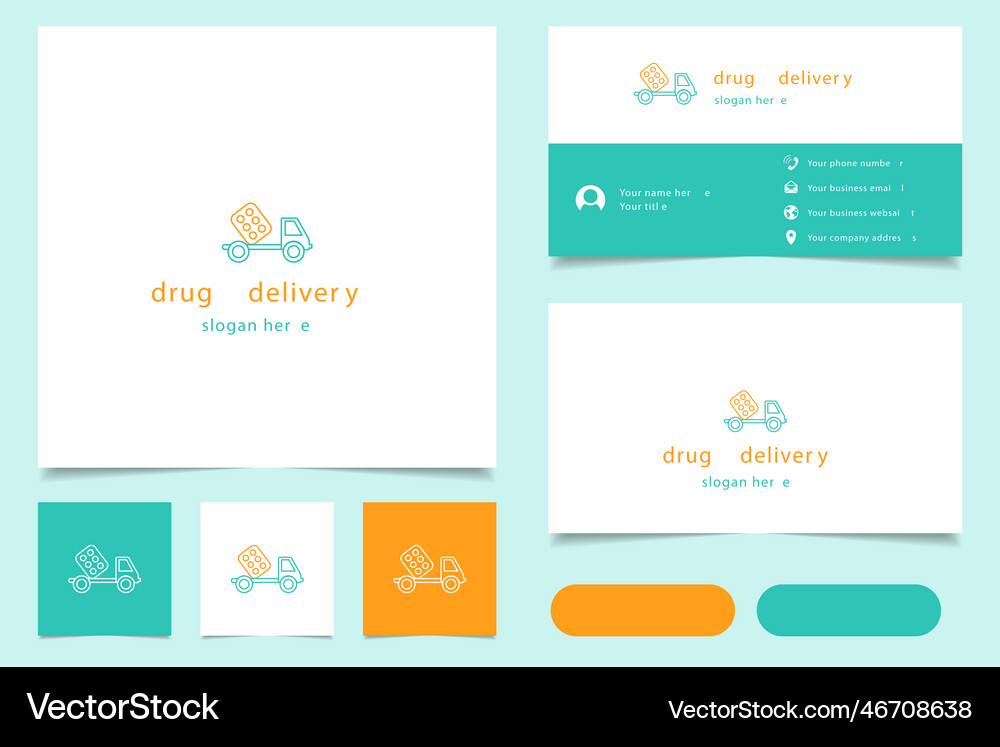 Drug delivery logo design with editable slogan Vector Image