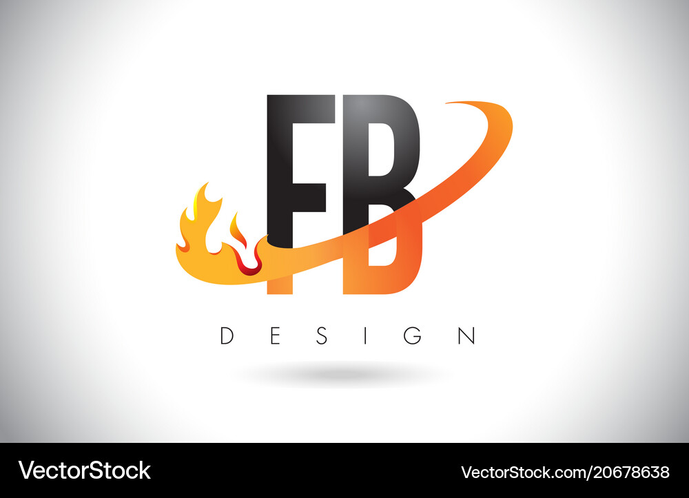 Fb f b letter logo with fire flames design Vector Image