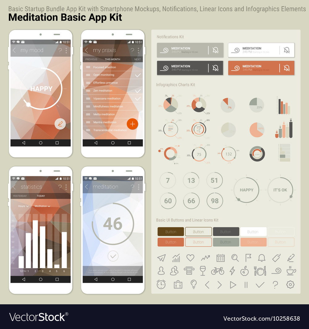 Flat Design Responsive Ui Mobile App And Website Vector Image