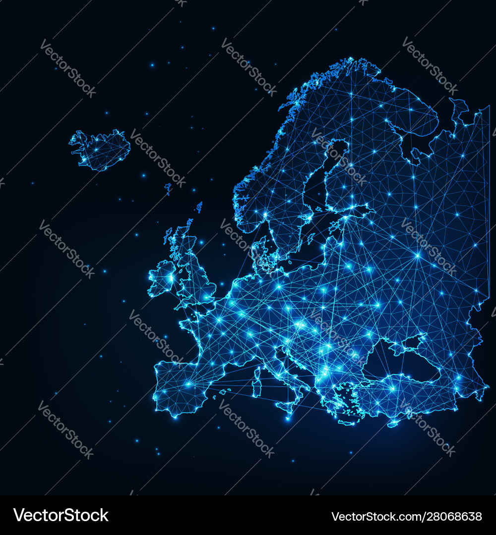 Futuristic europe outline connectivity map Vector Image